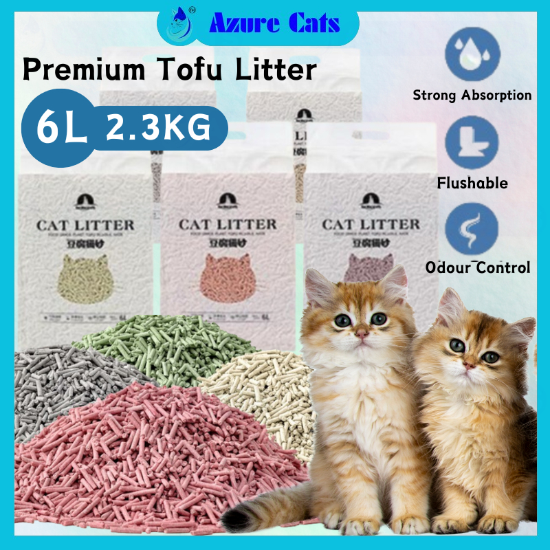 AZURE Cat Litter Tofu Cat Litter Fast Clumping Tofu Litter Cat 6L / 2.3kg Pasir Kucing Wangi ...