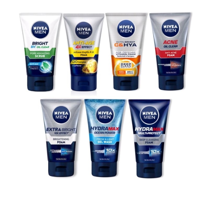 NIVEA MEN Facial Cleanser Scrub Foam Gel 100g Hydramax | Extra Bright ...