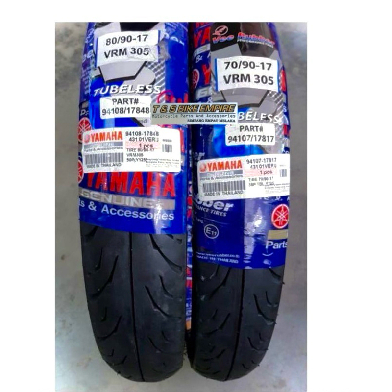 Yamaha Vee Rubber Tayar Tubeless 70/90-17、80/90-17 Tyre Y125zr STD Ori ...
