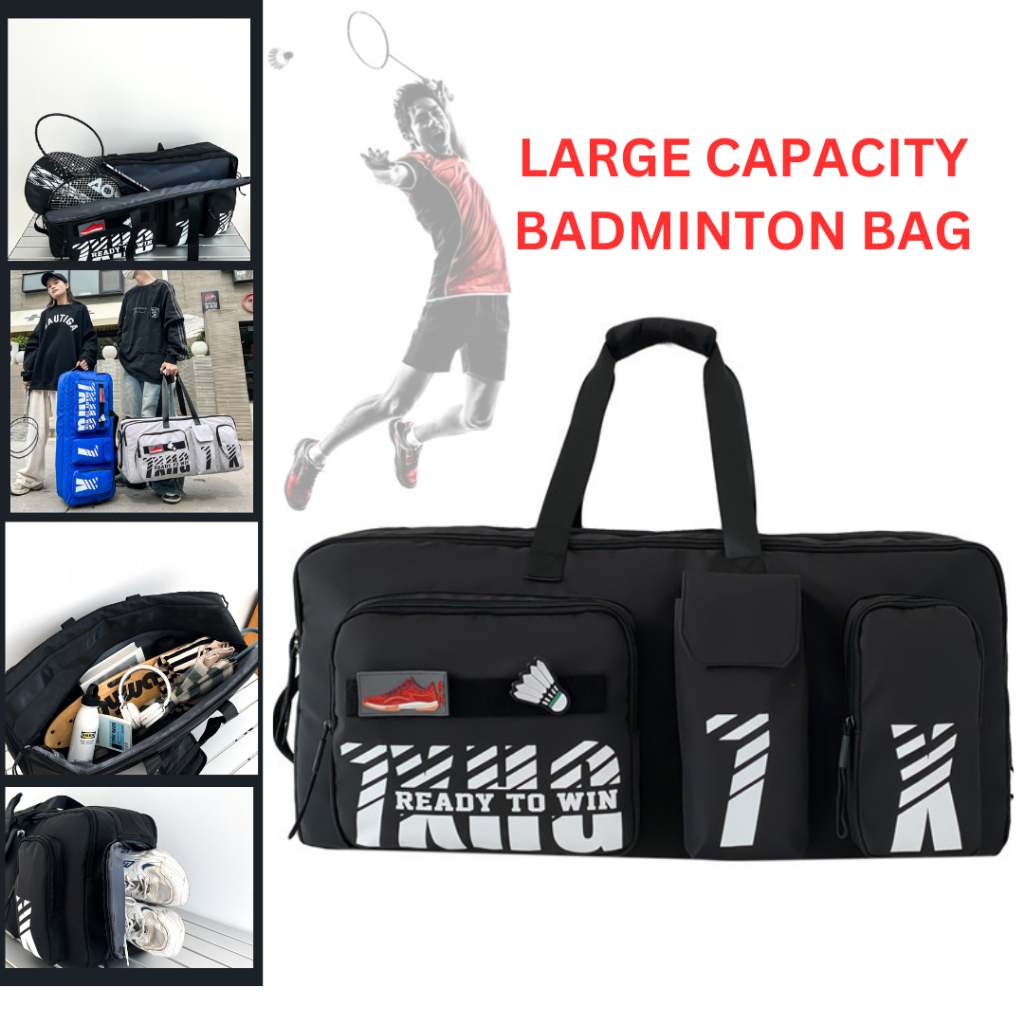 Badminton Bag Shoulder Waterproof Sports Bag Large Capacity Beg Besar ...
