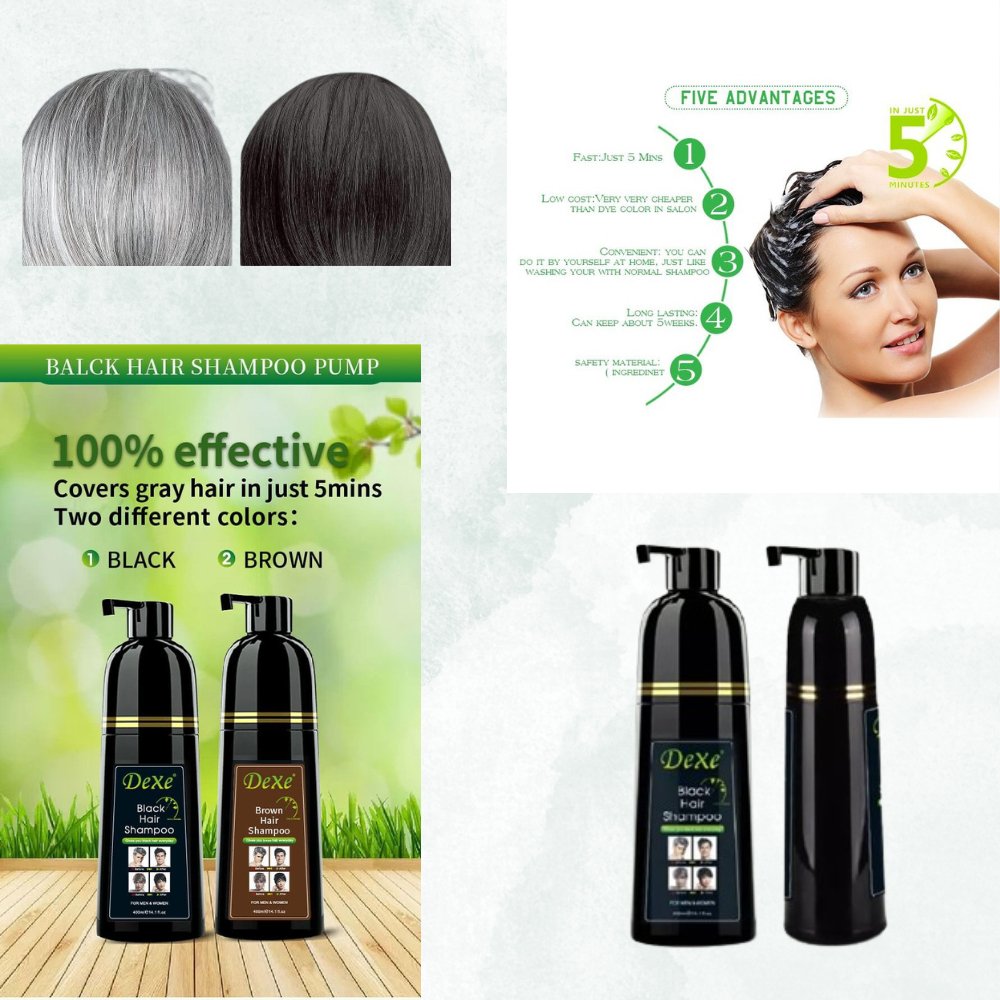 DEXE BLACK HAIR SHAMPOO 400ML / BROWN HAIR SHAMPOO / INSTANT HAIR ...