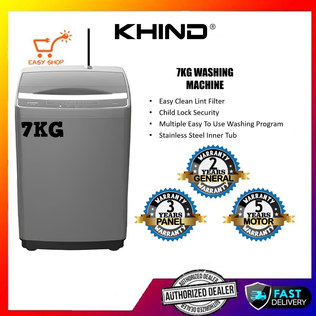 Khind 7KG Fully Auto Washing Machine Top Load With Detergent Dispenser ...