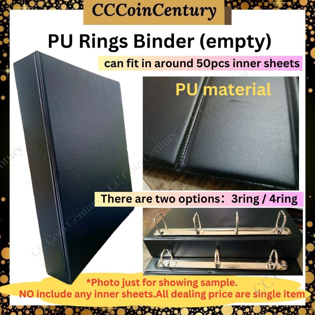 Folder Binder 3/4-cincin Kualiti PU Warna Hitam Rings Binder ...