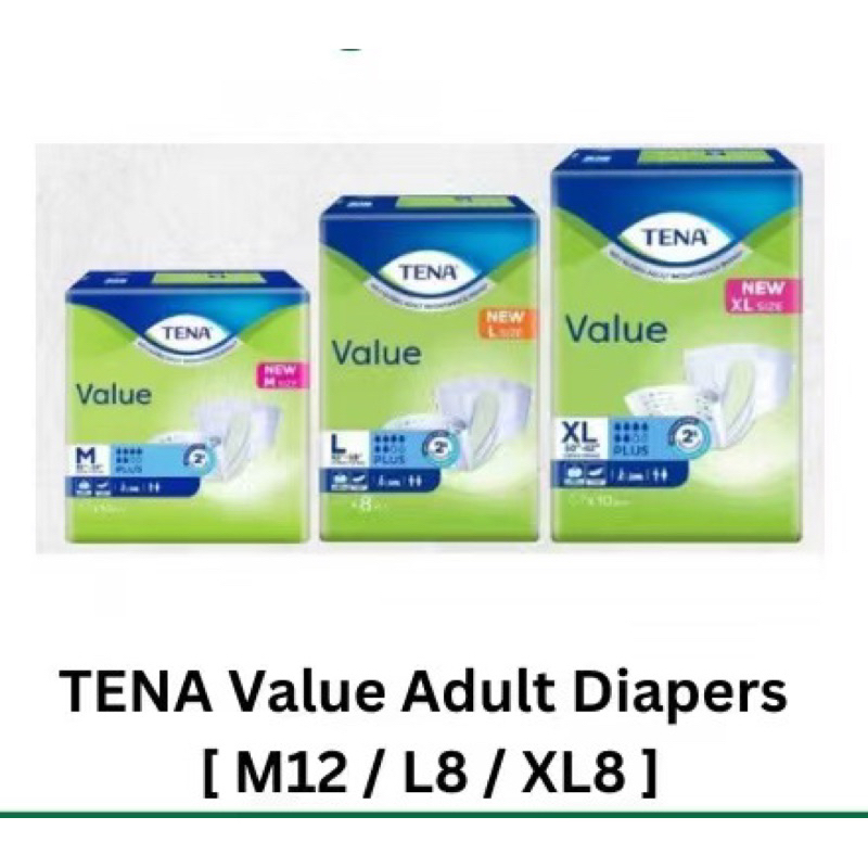 TENA Value Adult Diapers [ M10 / L8+1 / XL8 ] | Shopee Malaysia