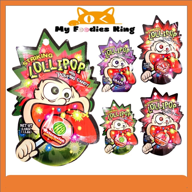 13.8g Striking Lollipop Popping Candy Cola /Grape /Watermelon ...