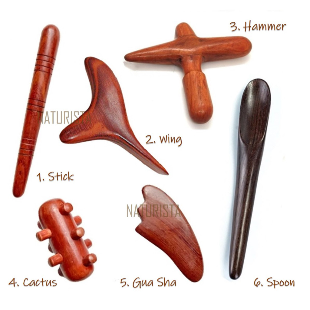 [Set of 3 / 6] Acupressure Massage Wooden Face Roller Hand Massage ...