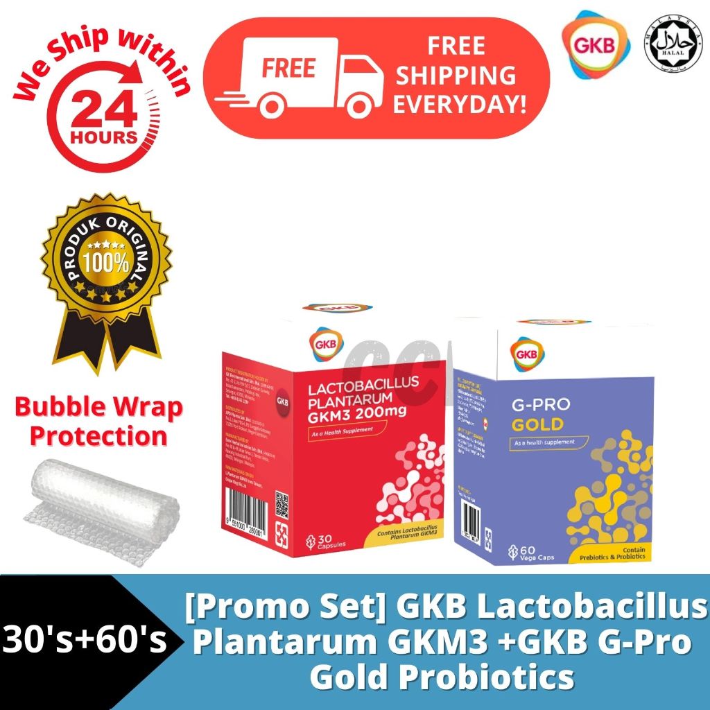 [Promo Set] GKB Lactobacillus Plantarum GKM3 200mg 30's + GKB G-Pro ...