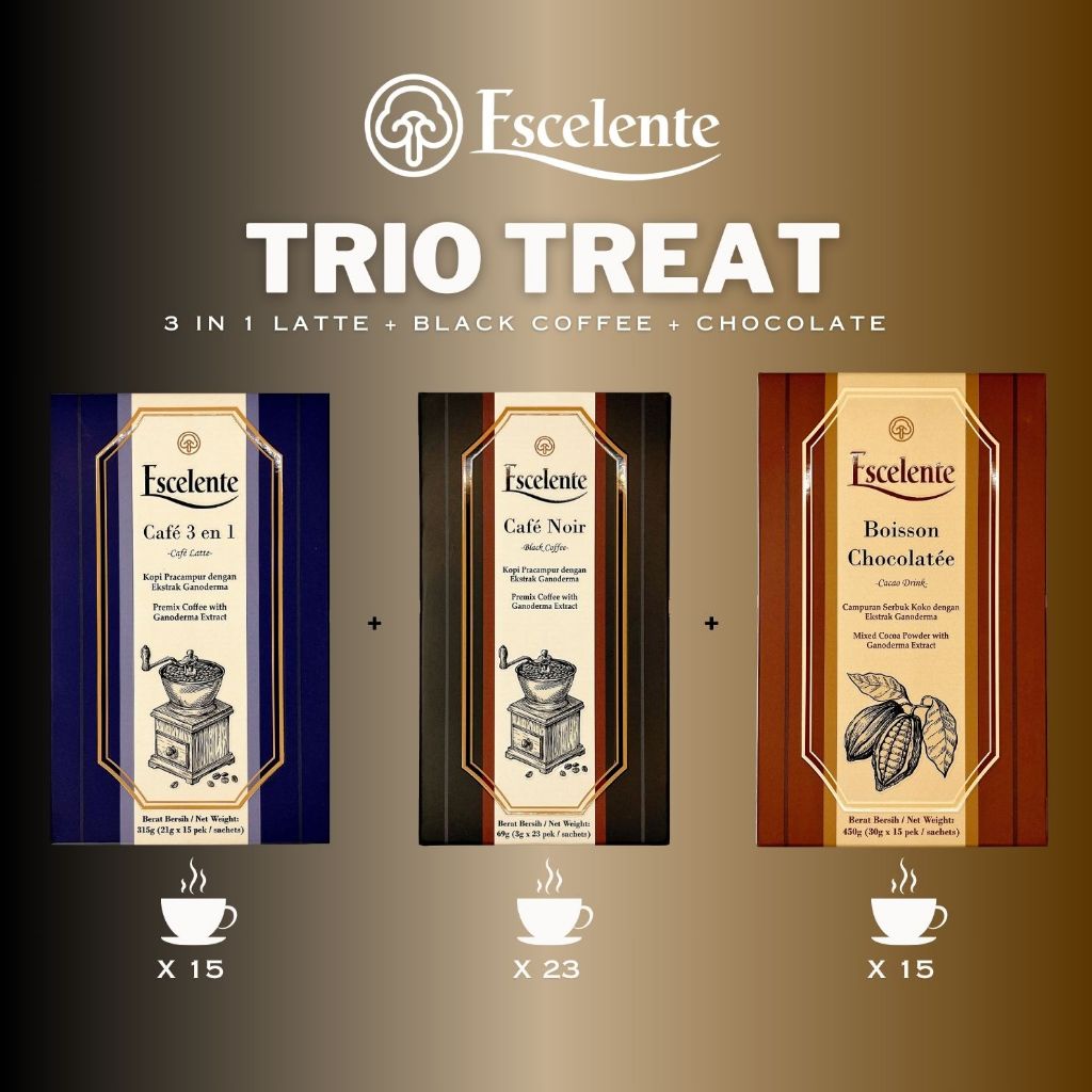 Escelente - Black Coffee (No Sugar Added), 3 in 1 Latte & Chocolate ...