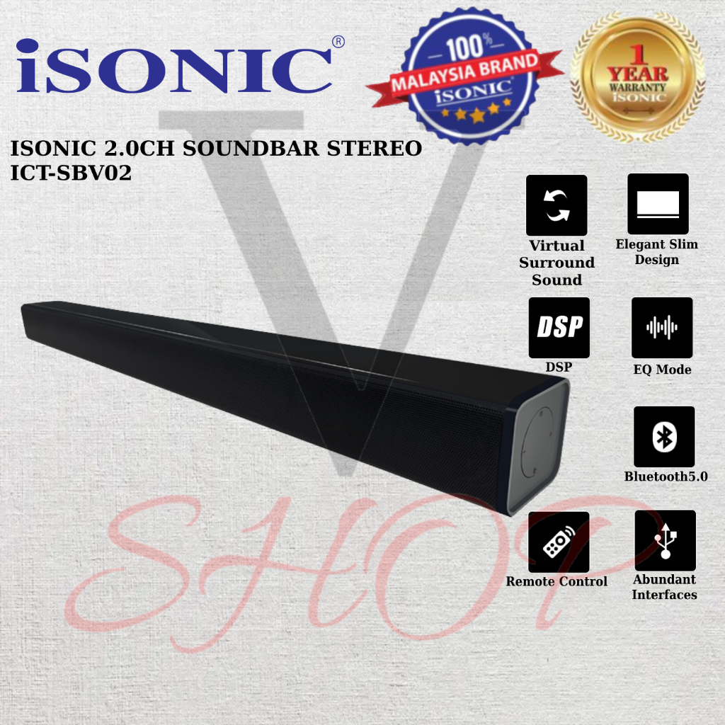 ISONIC 2.0CH SOUND BAR WITH WIRELESS BLUETOOTH ICT-SBV02 | Shopee Malaysia