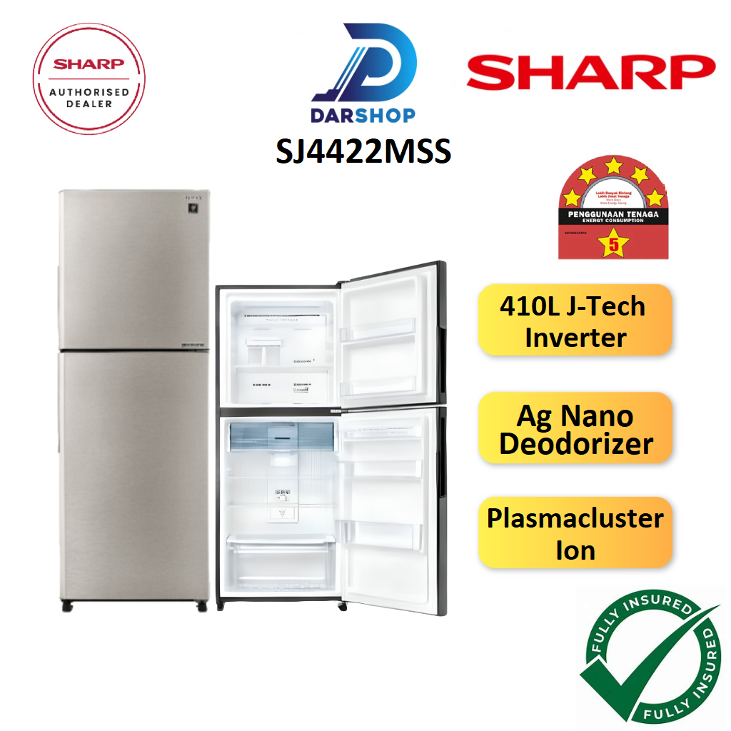 Sharp Refrigerator 2 Door Inverter 440L Fridge With Ionizer Peti Sejuk ...