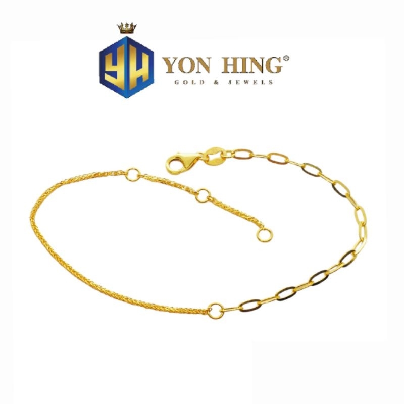 Rantai Tangan Paper Clip Fesyen Bajet 1.38g Emas 916 Yon Hing | Shopee ...