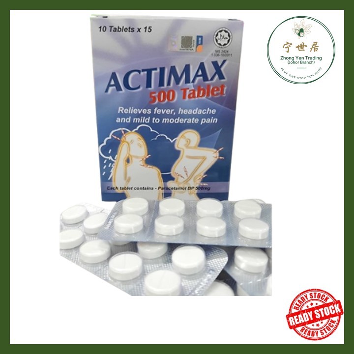 ACTIMAX Paracetamol 500mg Tablet (10's x 15) | Shopee Malaysia