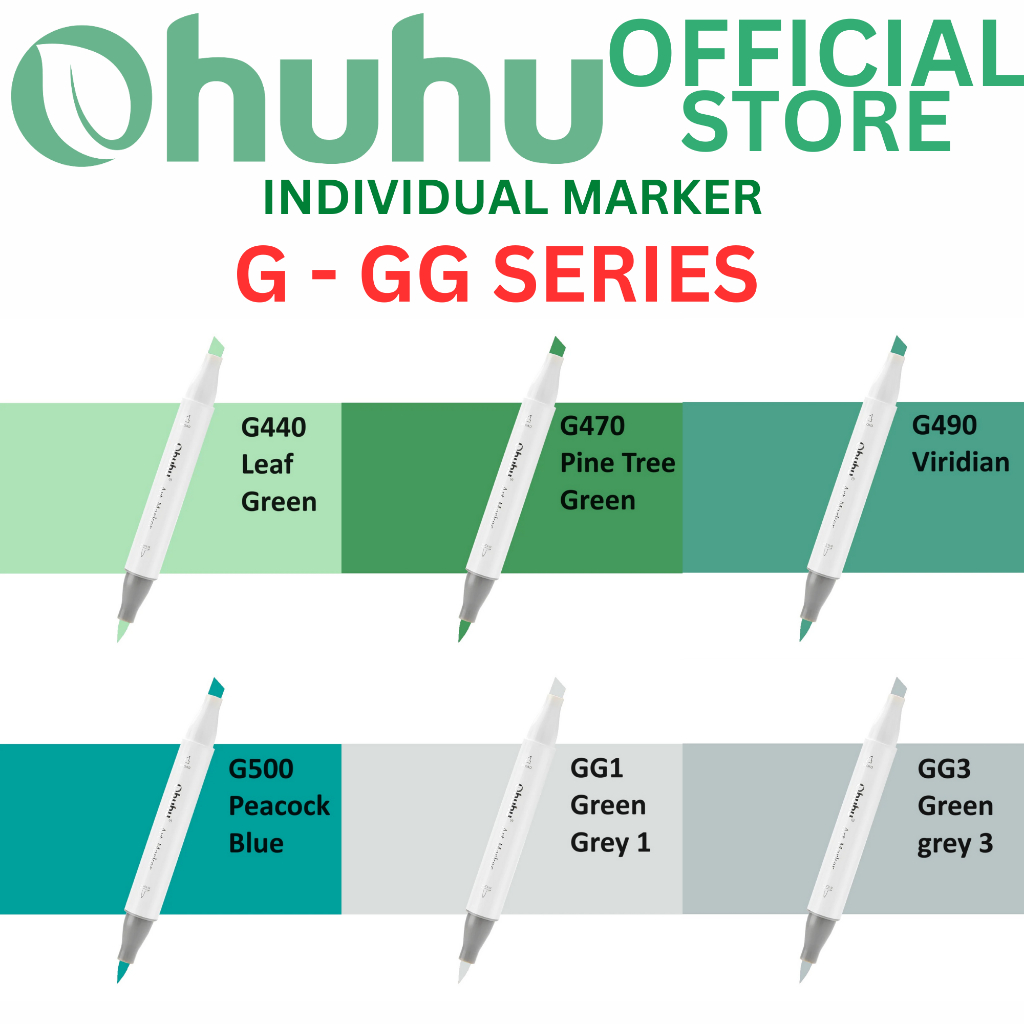Ohuhu Honolulu Individual Marker Brush & Chisel Tips Total Art Marker ...