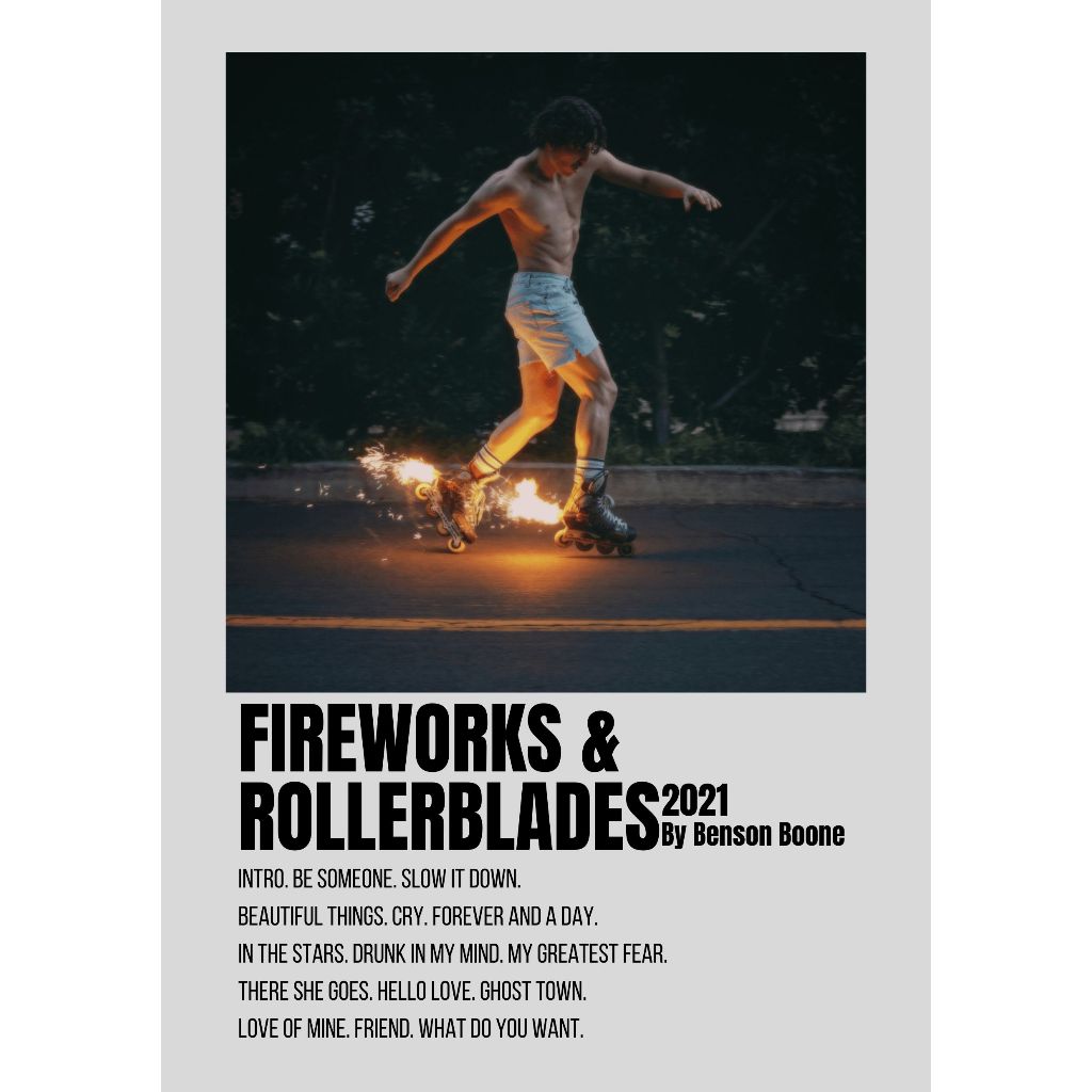 Album Cover Poster Fireworks & Rollerblades by Benson Boone | Shopee ...