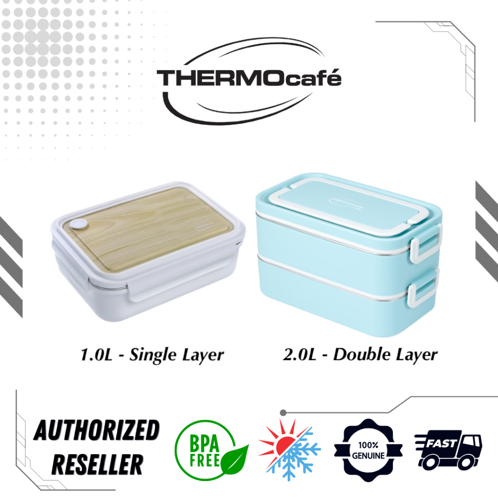 THERMOS by Thermocafe 1.0L / 2.0L Stainless Steel Lunch Box with PP Lid ...