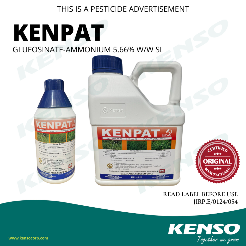 KENSO KENPAT (Glufosinate-ammonium 5.66% w/w SL) Herbicide 1L | Shopee ...