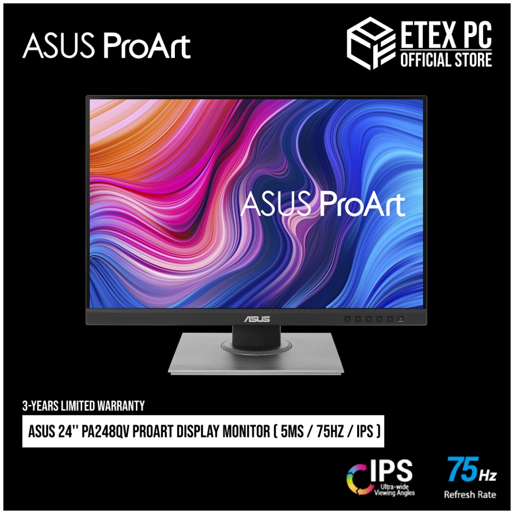 ASUS 24'' PA248QV ProArt Display Monitor ( 5MS / 75Hz / IPS ) # PA248QV ...