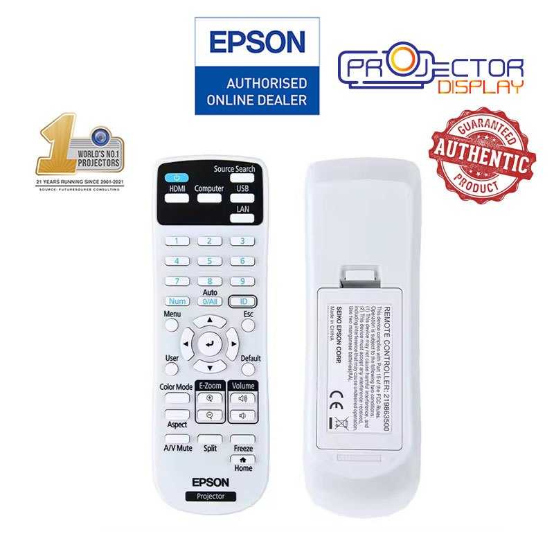 Original Epson Projector Remote Control EB-E01, EB-E10, EB-X06, EB-X51, EB-W51, EB-FH52,EB-982W ...
