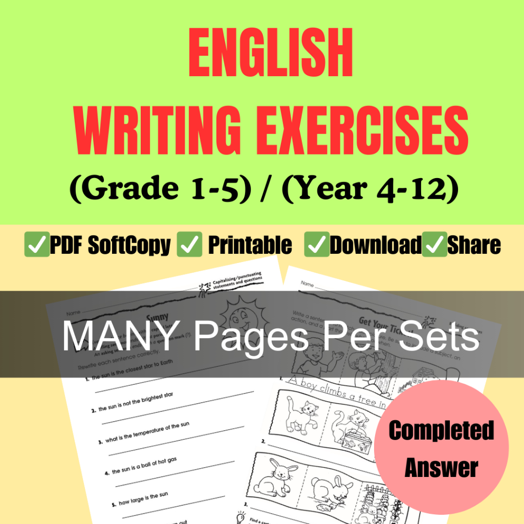 [Softcopy PDF📚] English Writing Exercise Year 4-12 | Kindergarden ...