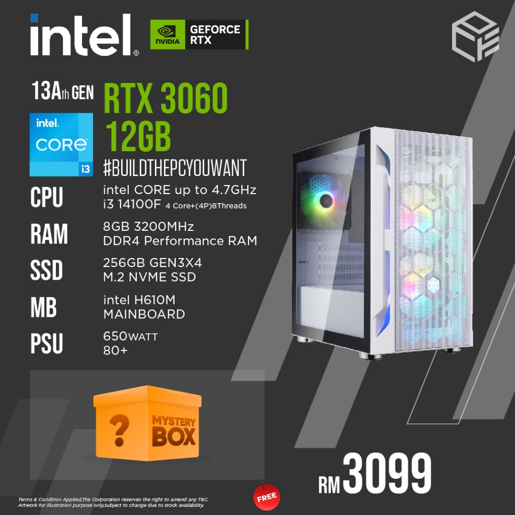 ENOTEX PC Intel Gaming PC Package with RTX 3060 12GB # CORE i3-14100F ...