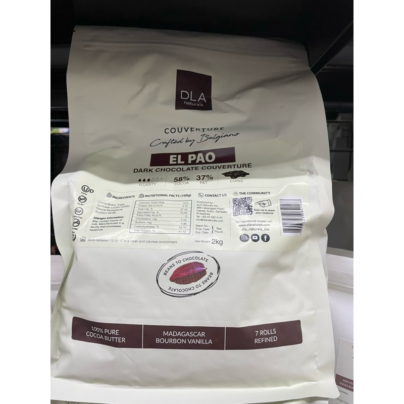 DLA naturals couverture EL PAO dark chocolate couverture 250g | Shopee ...