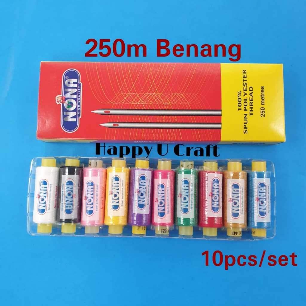 10pcs Mix Color/ 5pcs White & Black Per Box Benang Jahit 250mts Sewing ...