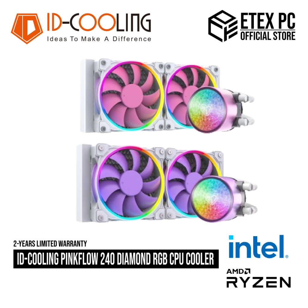 ID-COOLING PINKFLOW 240 Diamond RGB CPU Cooler ( Diamond Pink / Diamond ...