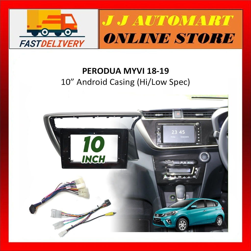 Perodua Myvi 2018-2023 10" Android Player Casing +Socket Dark Black ...