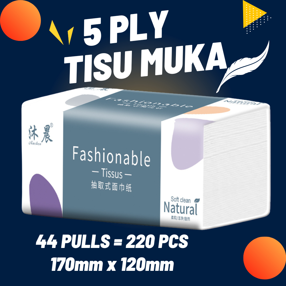 220 Pcs Tebal Tisu Bayi Tisu Muka Soft Facial Tissue Paper Wood Pulp ...