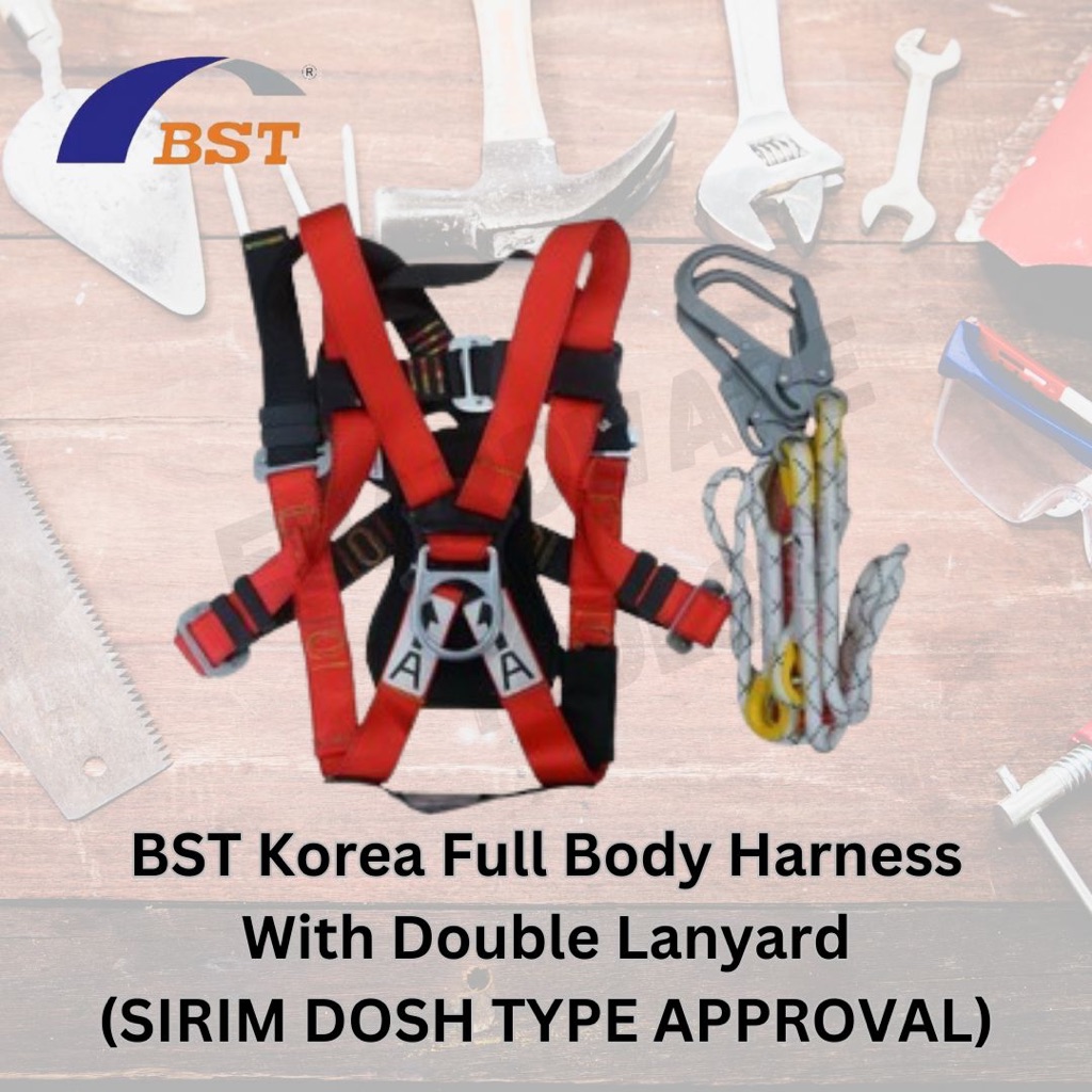 *SIRIM DOSH CERTIFIED* PRODUCTION 2023 BST Full Body Harness TE6114-1 With Double Rope Lanyard ...