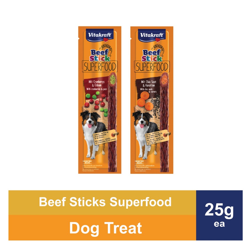 VITAKRAFT Beef Stick Superfood Chia Seed/Cranberry Dog Treats (25g/pack ...