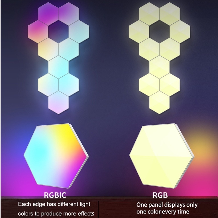 RGBIC Smart Light Board Hexagonal Lamp Indoor Atmosphere Wall Lamp ...