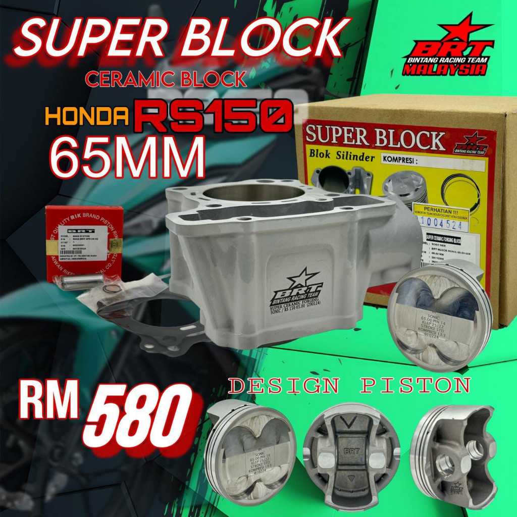HONDA RS150 / RSX 150 BRT RACING BLOCK SUPER CERAMIC FORGED ( 63MM / 65MM ) | Shopee Malaysia