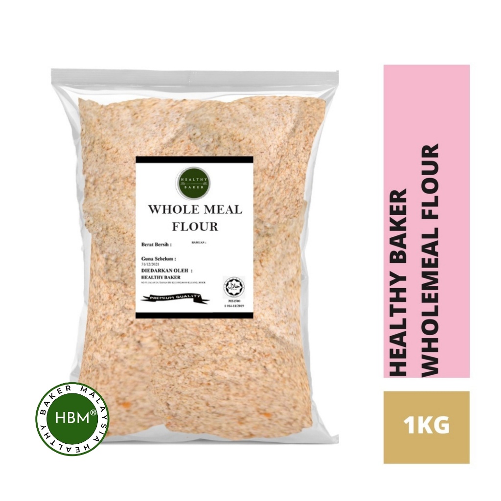 WHOLEMEAL FLOUR 1KG / 500GM / TEPUNG GANDUM MIL PENUH HEALTHY BAKER ...