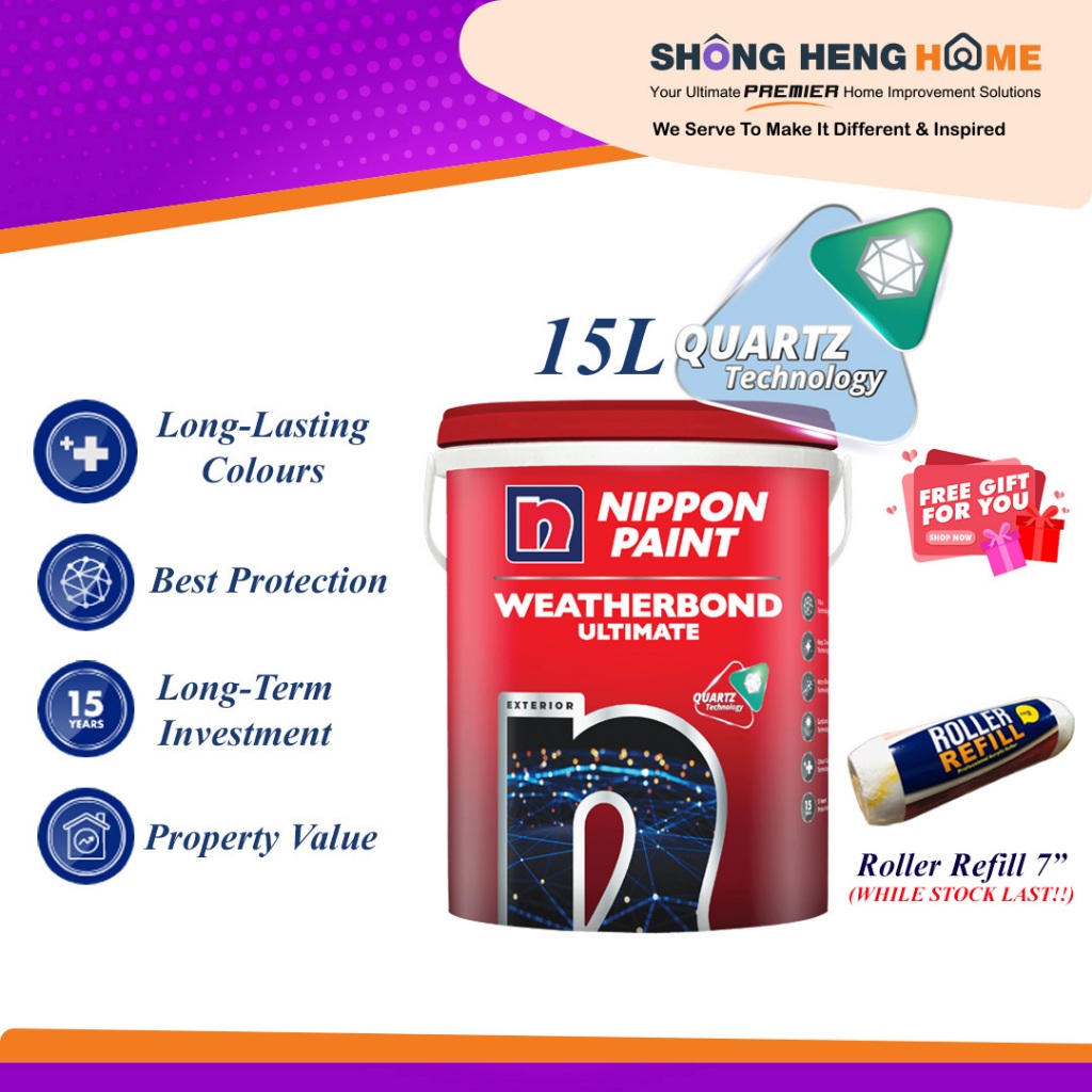 [FREE SHIPPING] 15L Nippon Paint Weatherbond Ultimate with Quartz ...