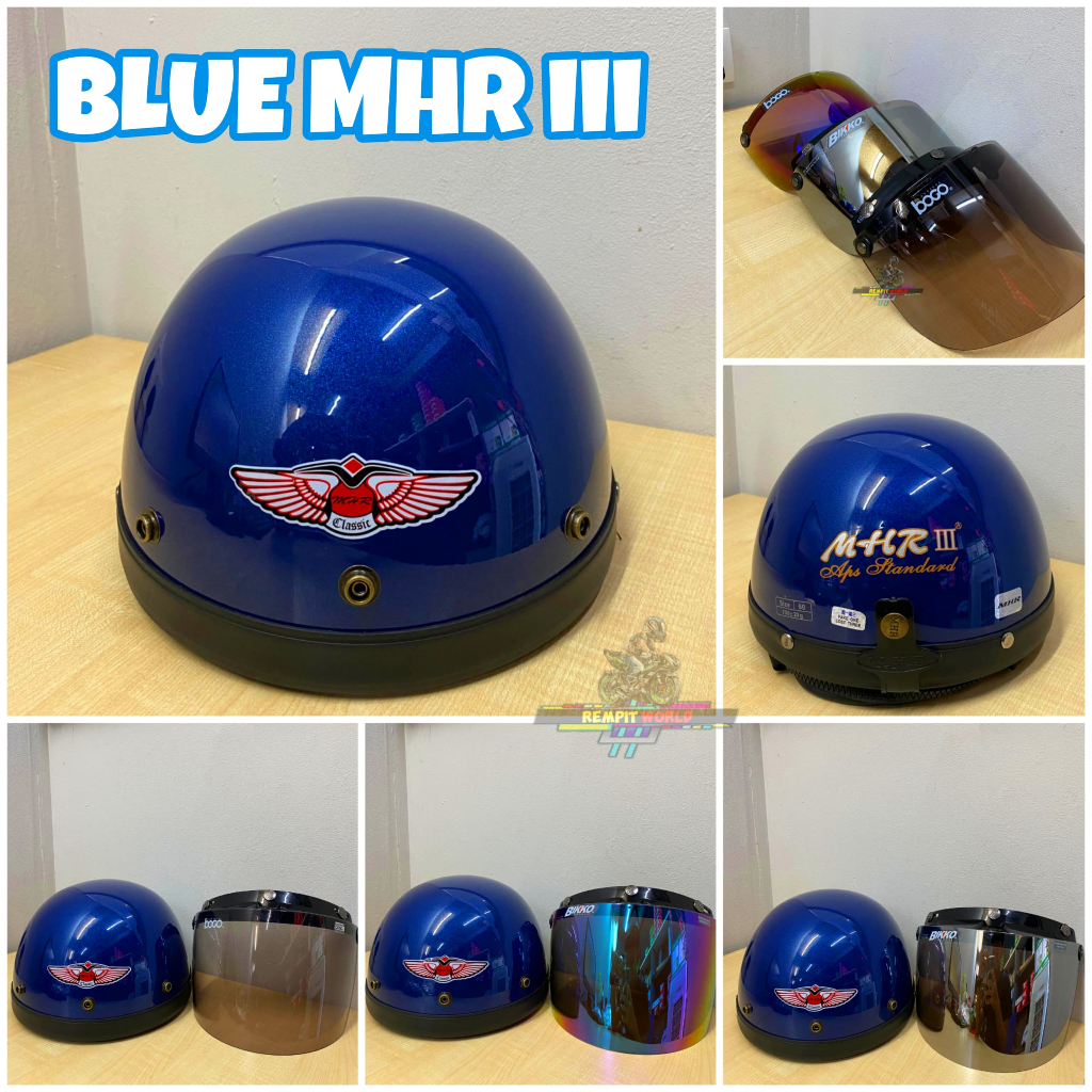 Blue MHR III Half Cut Helmet [ READY STOCK ] 100%ORIGINAL RIDER Y15 ...