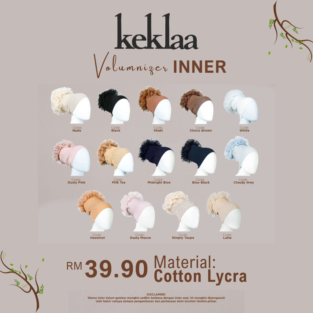 KEKLAA VOLUMNISER INNER - MUSLIMAH COTTON HIJAB INNER VIRAL ...