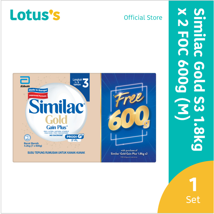 Similac Gold Step 3 1.8kg x 2 FOC 600g (M) | Shopee Malaysia