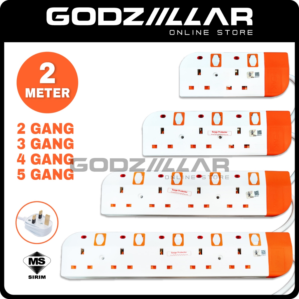 (SIRIM) 2M / 5M PEAK Portable Extension Extension Socket Multile Plug ...