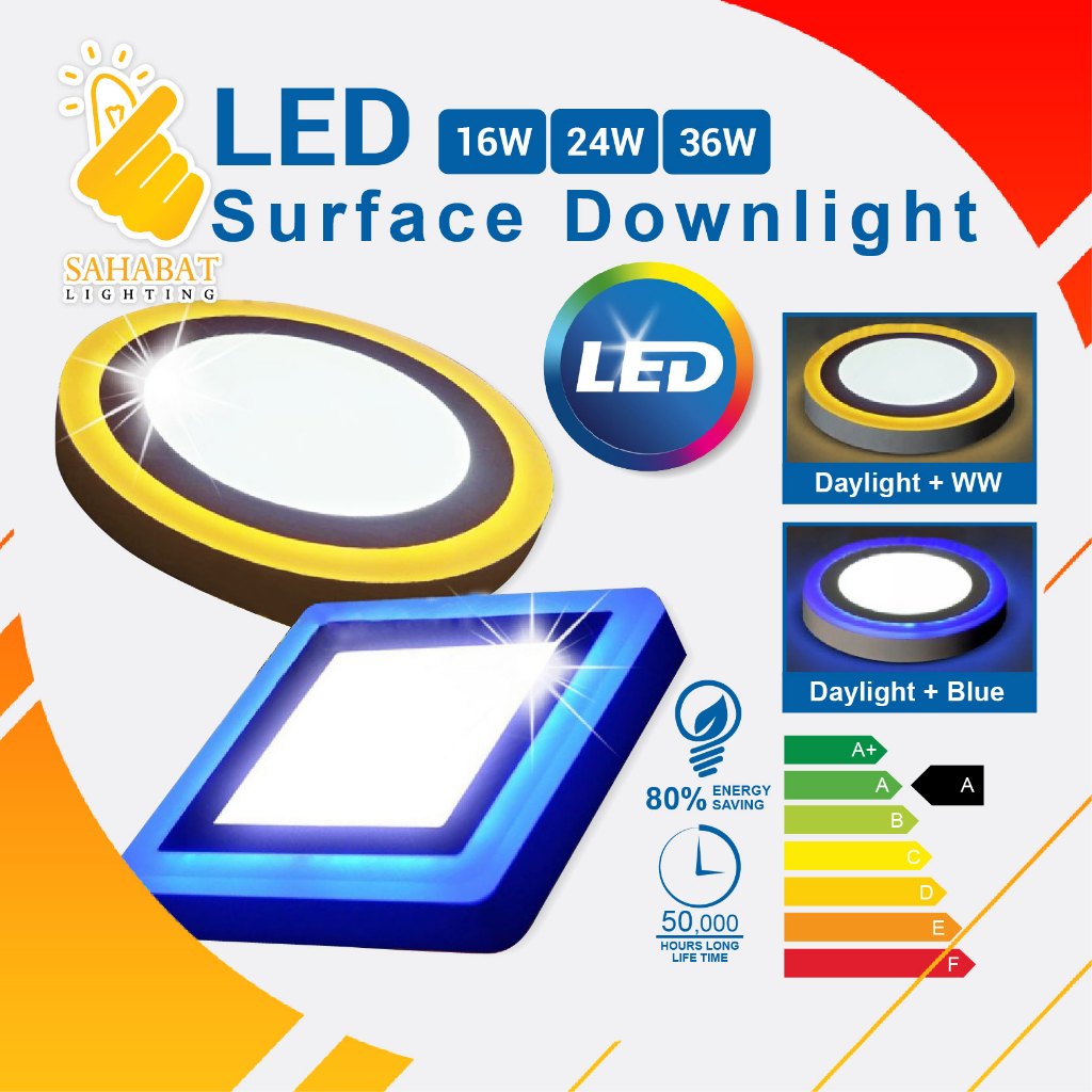 3 Modes LED Surface Downlight 12W+4W / 18W+6W / 24W+12W Round / Square ...