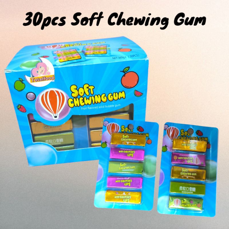 30pcs x 5biji KHY Soft Chewing Gum biru kotak fruit flavour bubble gum ...