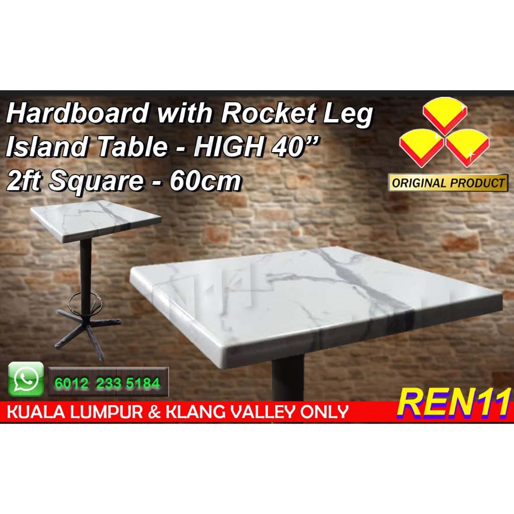 World Class Solid Table Top White Marble with Metal Leg - Cafe/Kopitiam ...