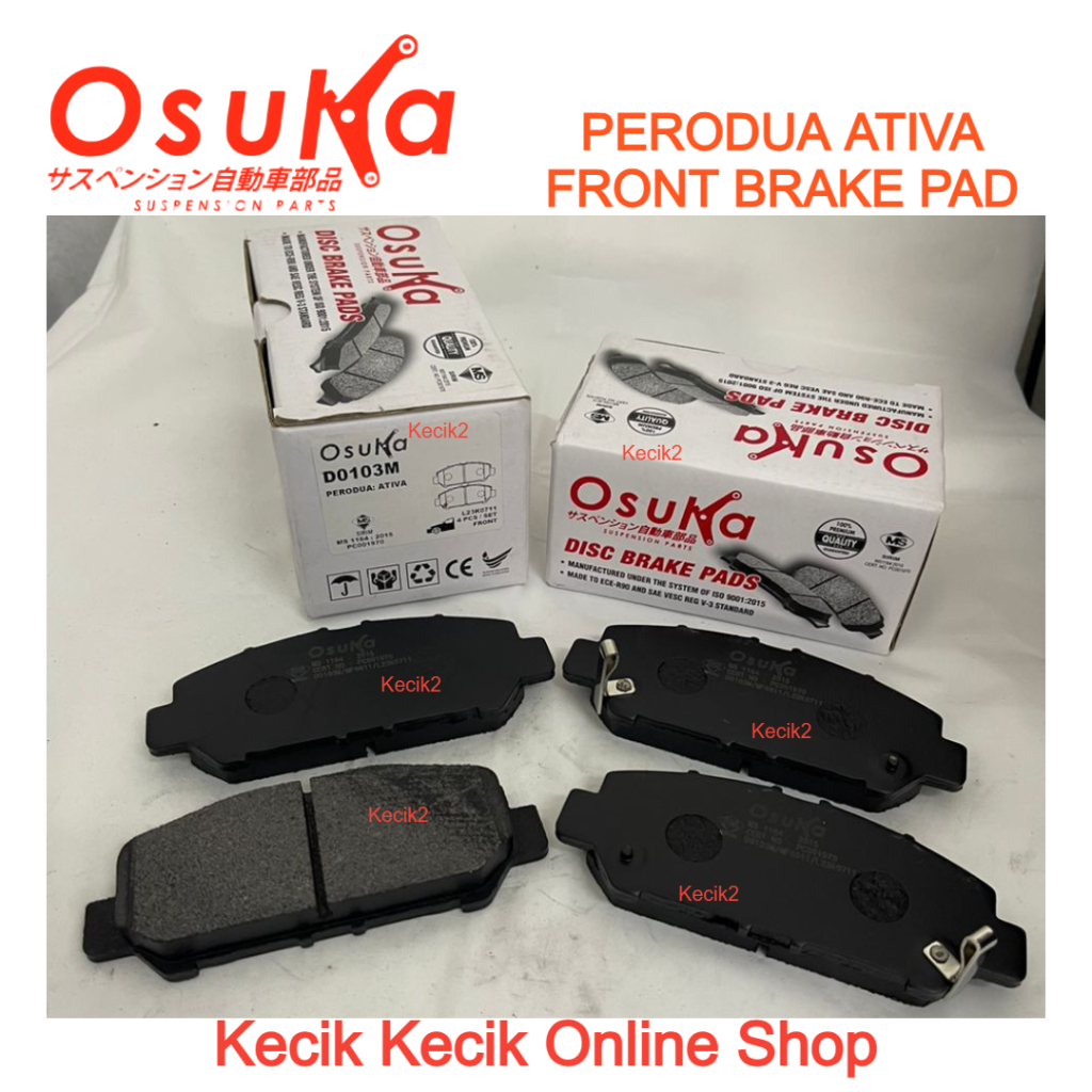 100% Original OSUKA Front Brake Pad Perodua Ativa (D0103M) | Shopee ...