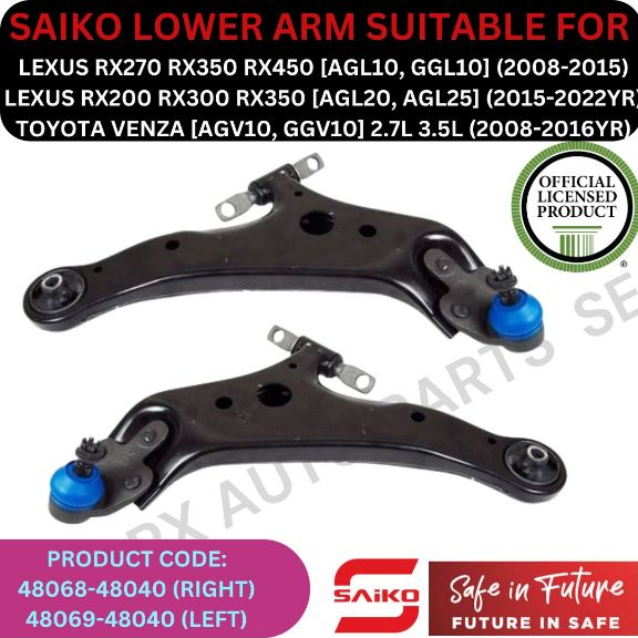 SAIKO GENUINE LOWER ARM (FRONT) FOR LEXUS RX200 RX270 RX300 RX350 RX450 ...