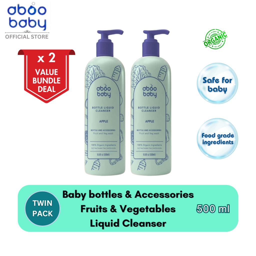 Aboo Baby Bottles and Accessories, Fruits & Vegetables Cleanser, 100% Organic (2 Bottles ...