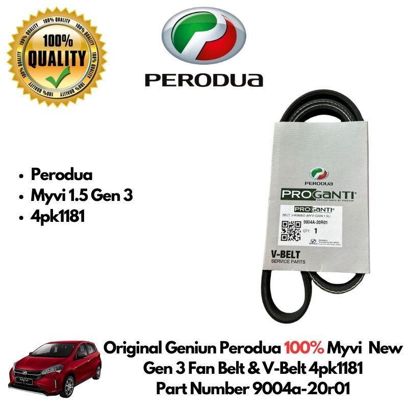 Original Geniun Perodua 100% Myvi New Gen 3 Fan Belt & V-Belt 4pk1181 ...
