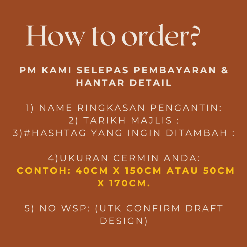 CUSTOM STIKER CERMIN PANJANG KAHWIN TUNANG STIKER CERMIN MIRROR SIGNAGE ...