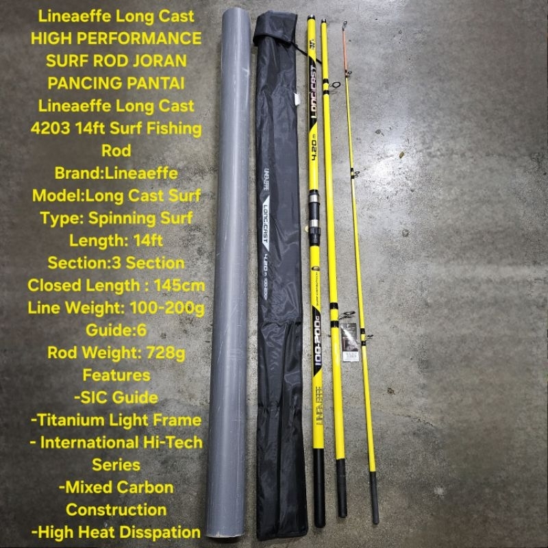 Lineaeffe Long Cast 14kaki joran pantai Surf Fishing Rod percuma masa ...