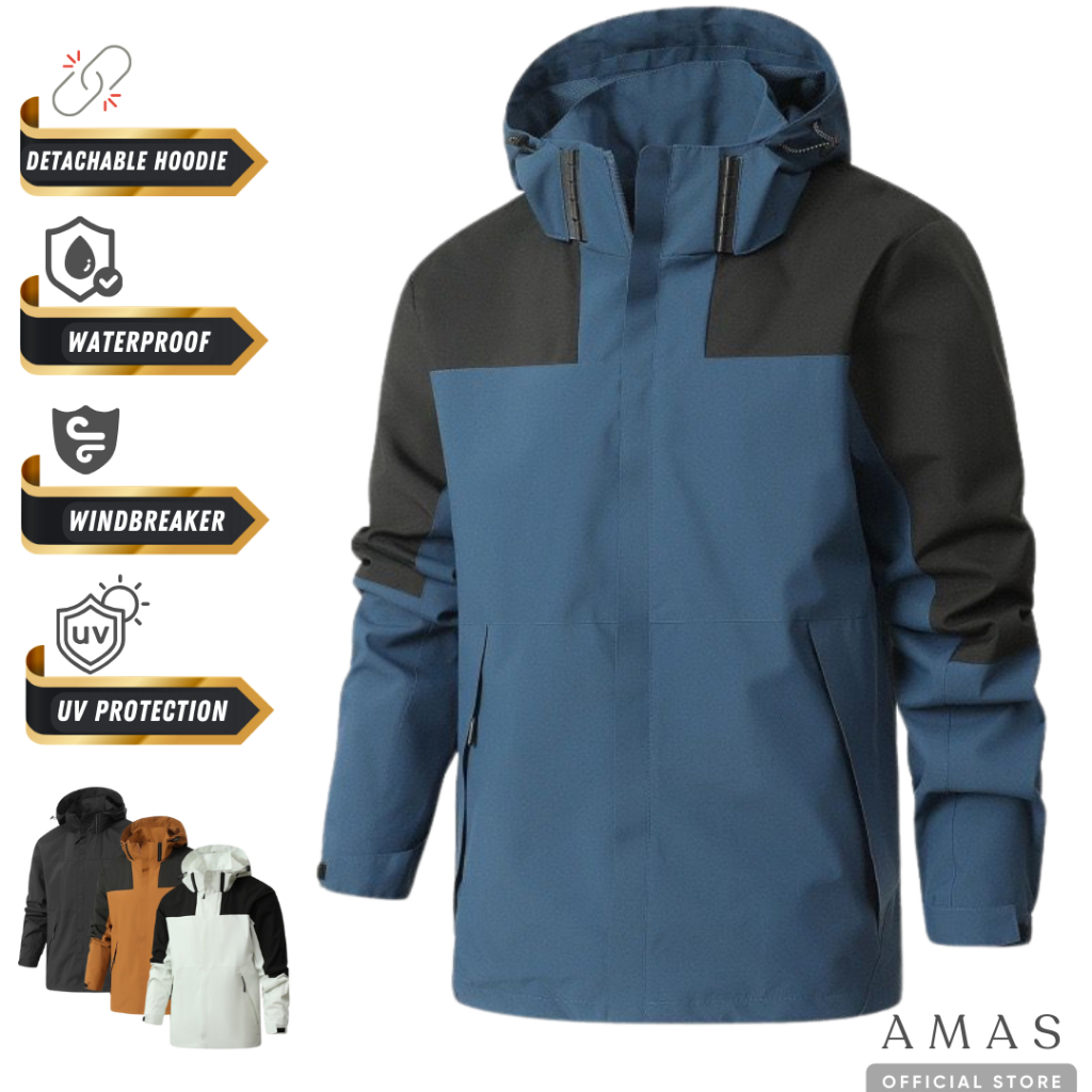 AeroGuard Waterproof Detachable Hoodie Jacket (M-6XL) Windbreaker ...