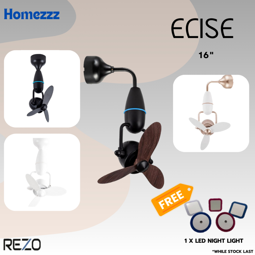 REZO ELISE 16" CORNER FAN Ceiling and Wall Fan with Remote Control ...